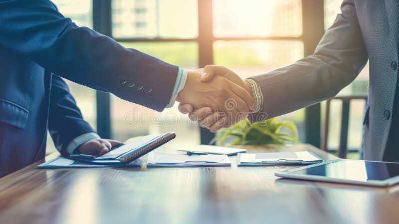 The Business Handshake Agreement. AI Generated Stock Illustration ...