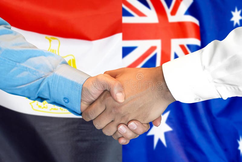Handshake on Egypt and Flag Background Stock Image - Image of egypt ...