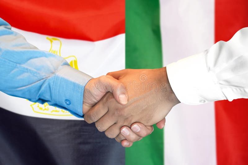 Handshake on Egypt and Italy Flag Background Stock Photo - Image of ...