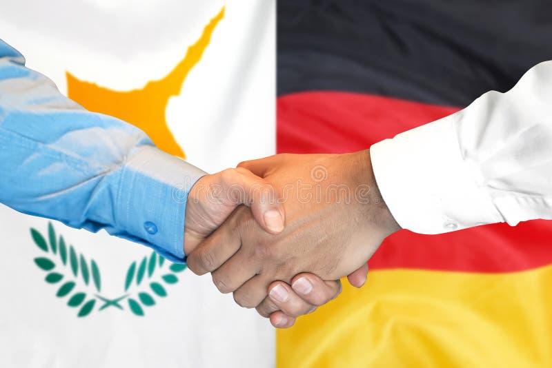 Handshake on Germany Flag Background Stock Image - Image of friendly ...