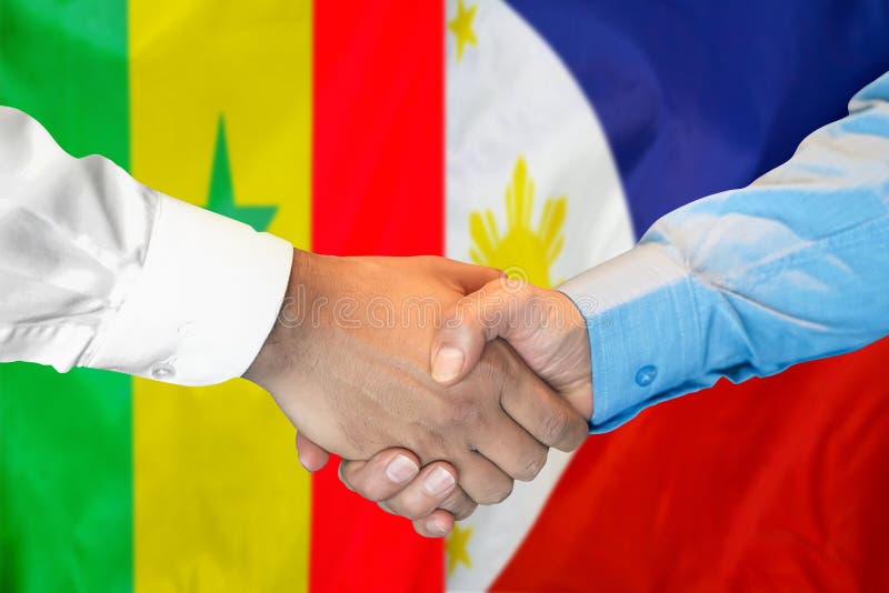 Handshake on Philippines and US Flag Background Stock Photo - Image of ...