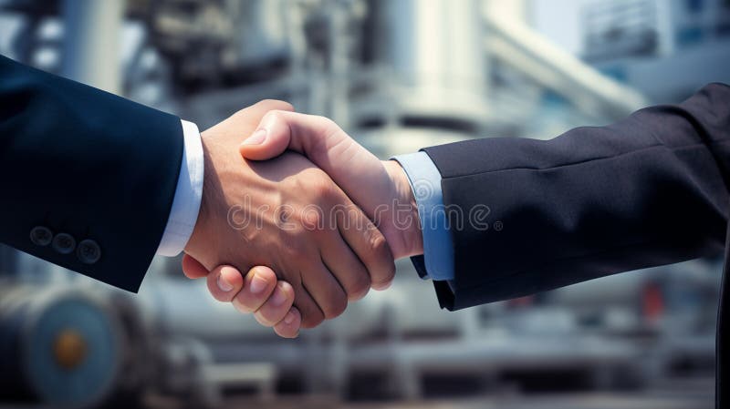 Business Handshake Closeup, in the Background are the Projects of ...