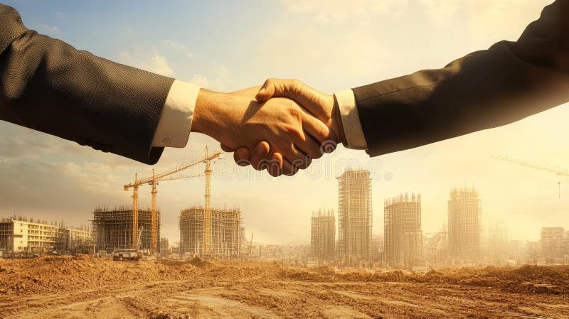 Business Handshake at Construction Site Representing Partnership and ...