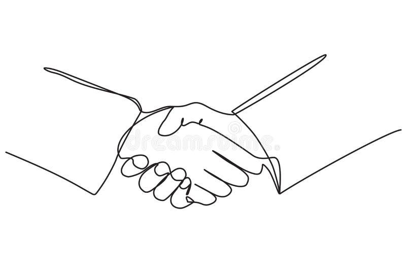 Handshake Continuous Line Vector Drawing. Continuous Line Art Style ...