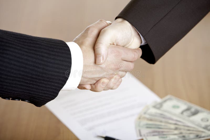 Handshake with Money Sign (with Clipping Path) Stock Photo - Image of ...