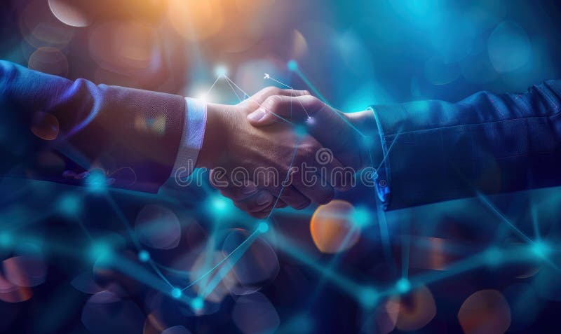 Business Handshake with Digital Network Connections. Generative Ai ...