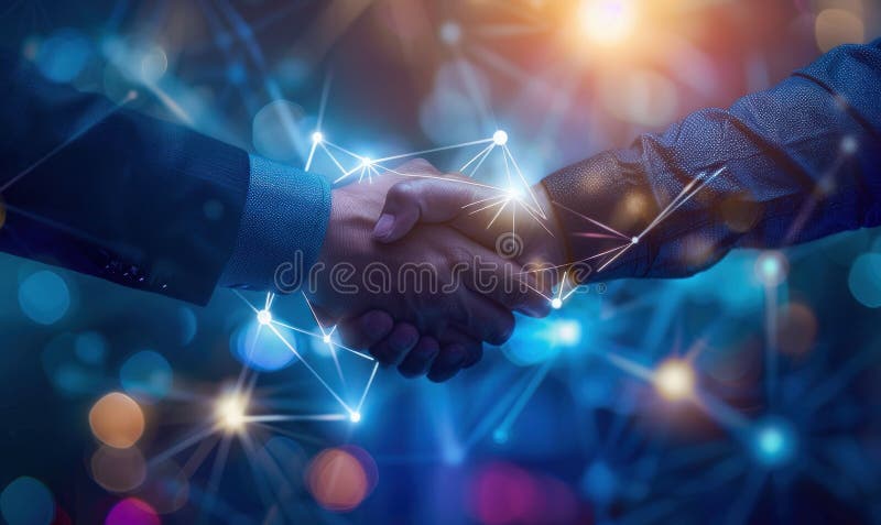 Business Handshake with Digital Network Connections. Generative Ai ...
