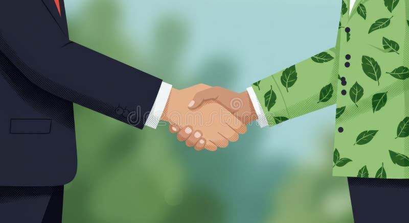 Business Handshake with Environmental Theme: Suits Featuring ...
