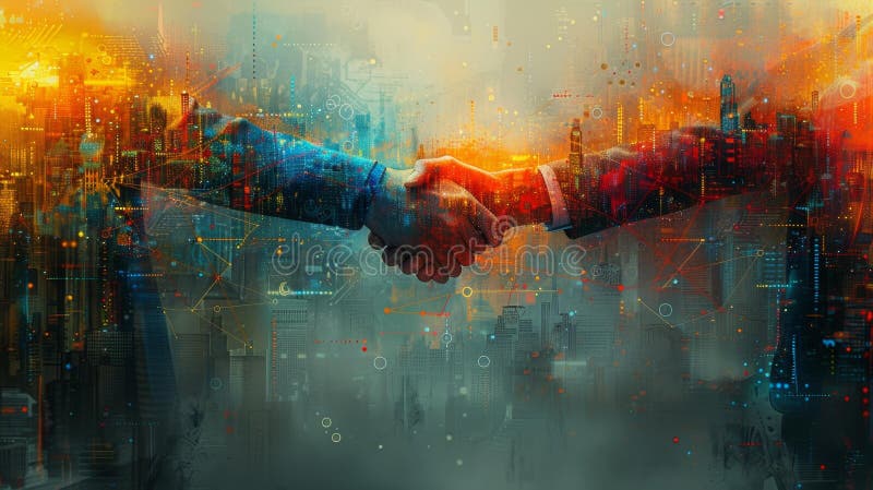 Business Handshake in a Futuristic Digital World Generative AI Stock ...