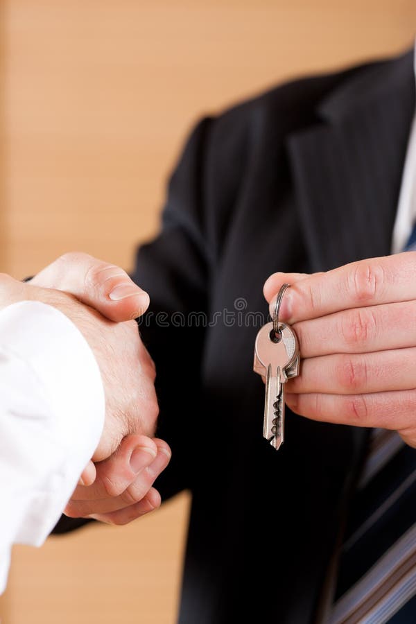 Business Handshake with Giving Keys Stock Image - Image of service ...
