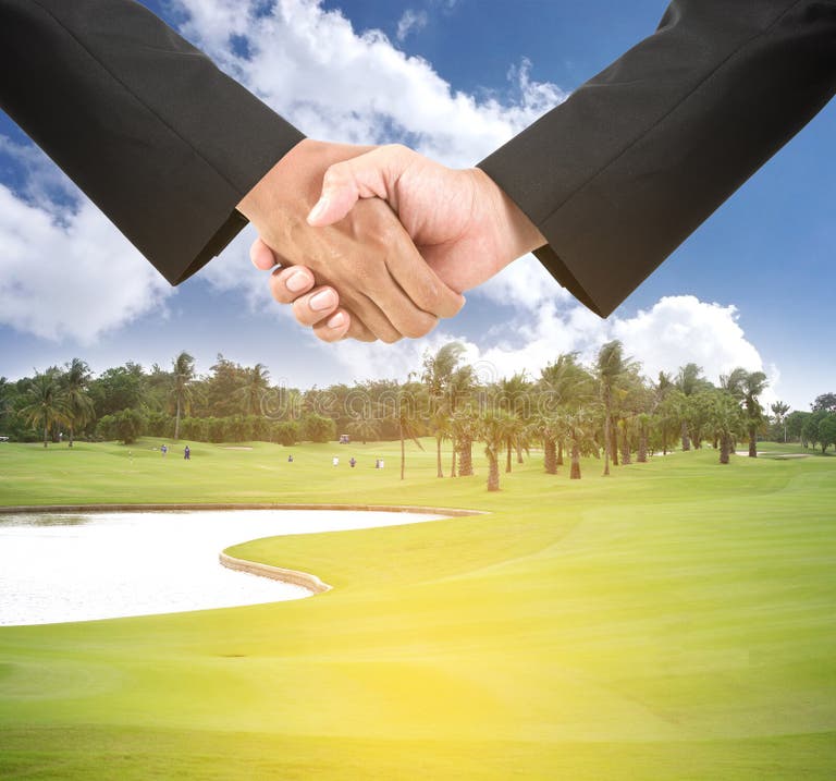 Business Handshake on Golf Course. Stock Image - Image of business ...