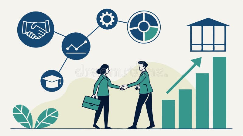 Business Handshake and Growth Graph, Partnership and Success Vector ...