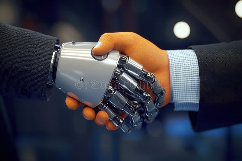 Business Handshake between Human and Robot, Digital Future Stock ...