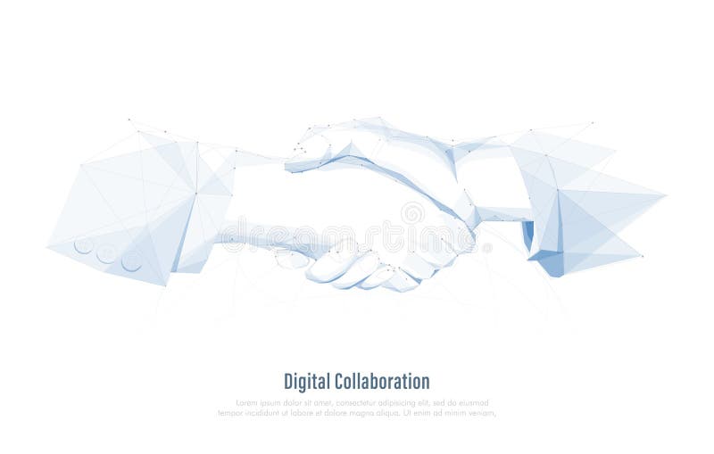 Business Handshake. Low Poly Wireframe, Lines and Triangles, Point ...