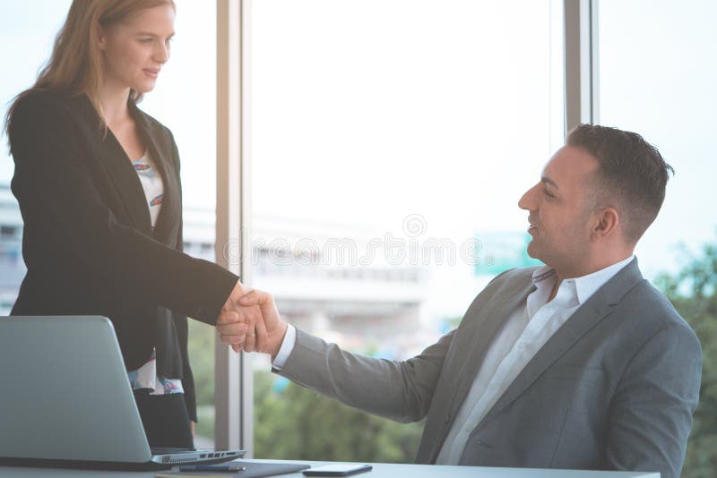 Business Handshake between Male Female Business Man Stock Image - Image ...