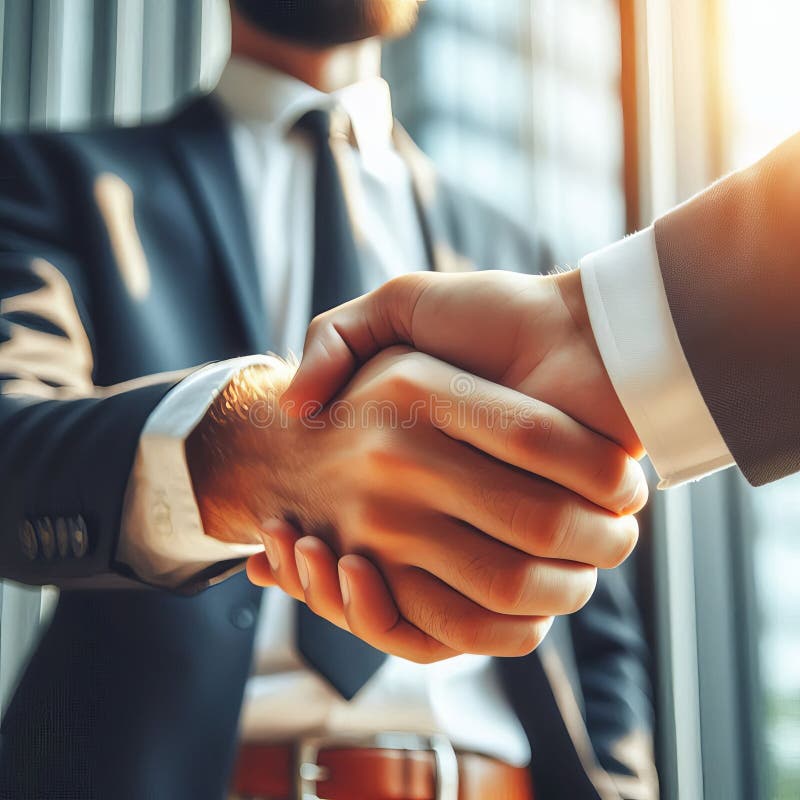 Business Handshake in Modern Office Setting Stock Illustration ...