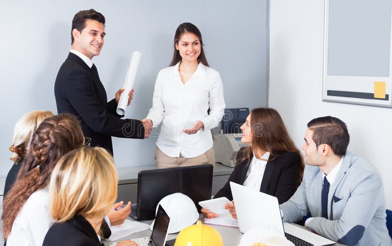 Business Handshake at Negotiations in Office Stock Photo - Image of ...