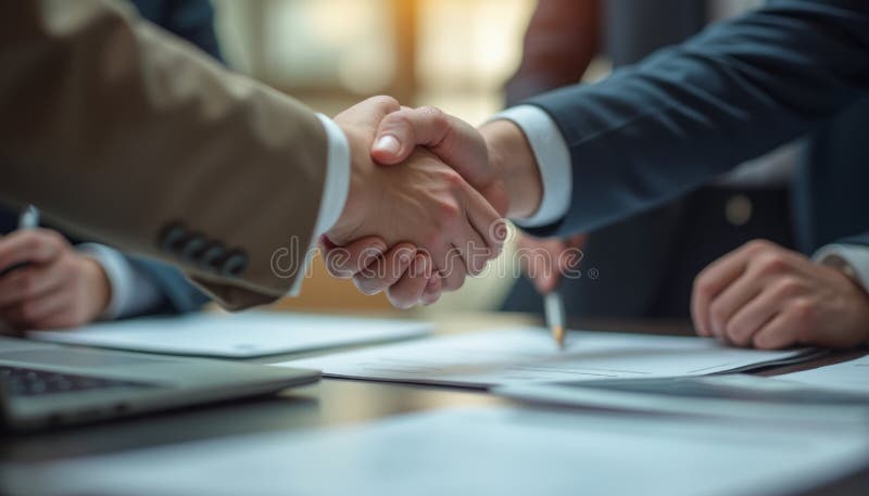 Business Handshake Over Documents Stock Image - Image of meeting ...
