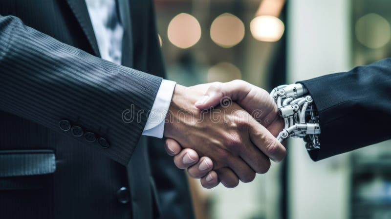 Business Handshake between Robot and Human Partners or Friends ...