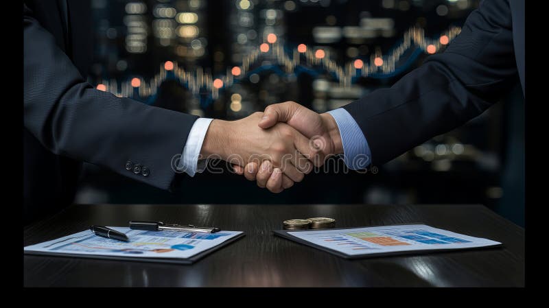 Business Handshake Symbolizing Partnership and Strategy in Finance ...