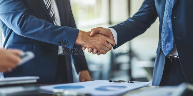 Business Handshake between Two Men in Suits. Partnership and Agreement ...