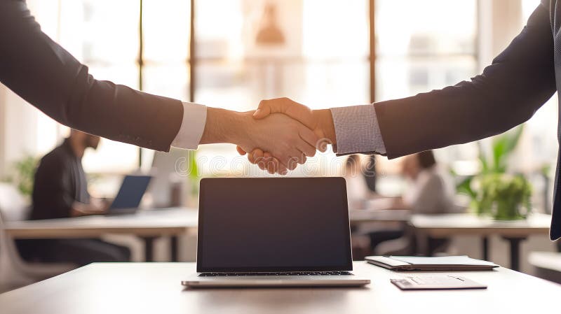 Business Handshake between Two Professionals in Office Stock ...