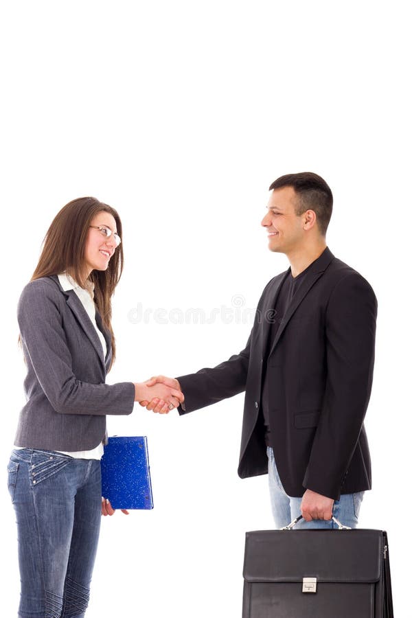 Business Handshake between Two Young People Stock Image - Image of ...