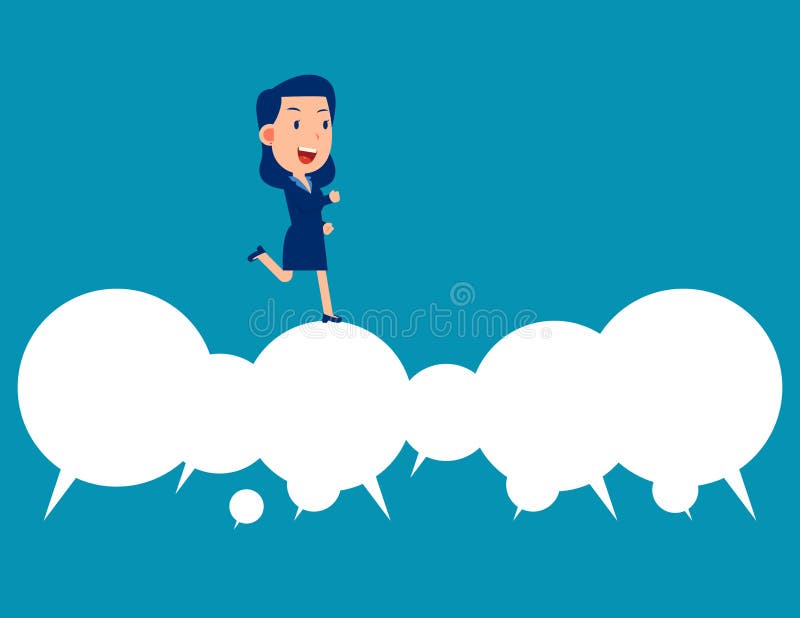 Business Happy Person Running Over Speech Bubble Stock Vector ...