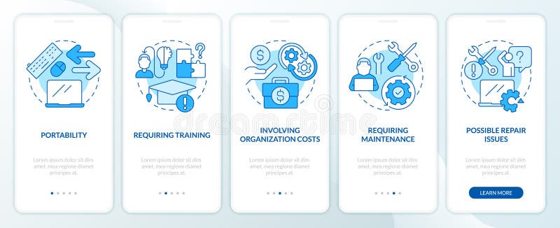 Business Hardware Selection Blue Onboarding Mobile App Screen Stock ...