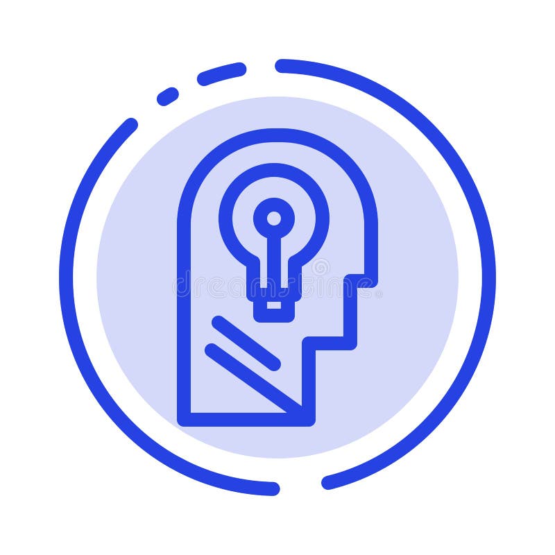 Business, Head, Idea, Mind, Think Blue Dotted Line Line Icon Stock ...
