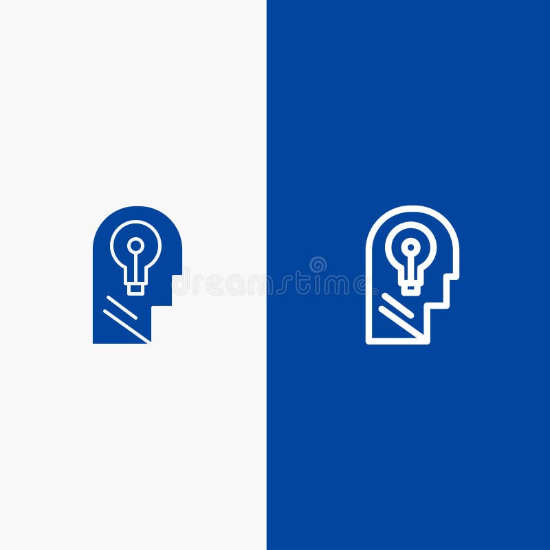 Business, Head, Idea, Mind, Think Line and Glyph Solid Icon Blue Banner ...
