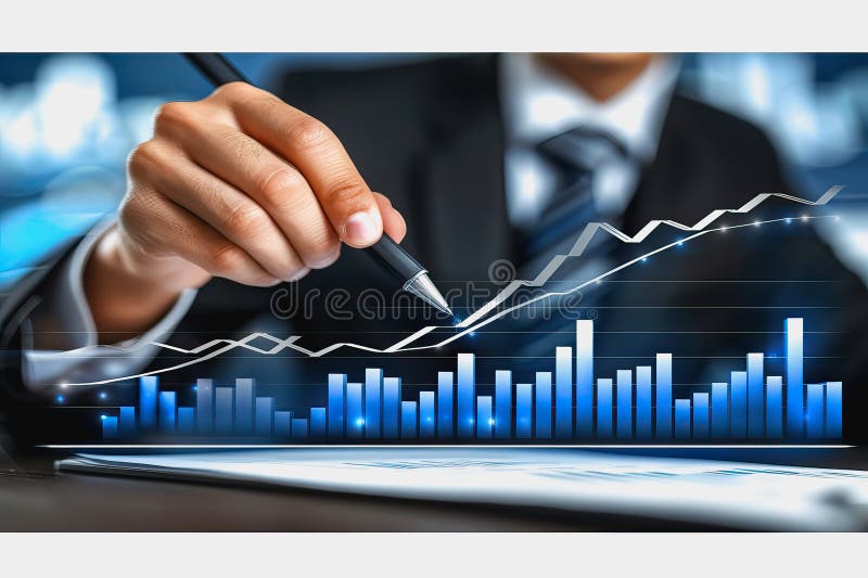 Business Holographic Financial Graph Charts Futuristic Interface ...