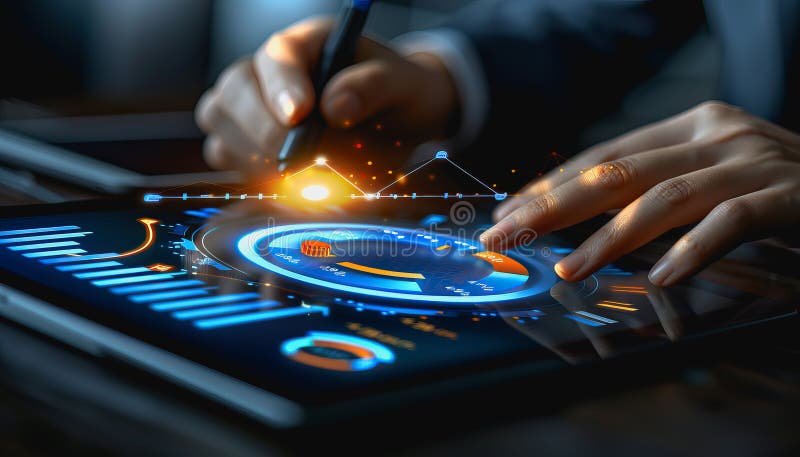 Business Holographic Financial Graph Charts Futuristic Interface Analytics and Financial Growth ...