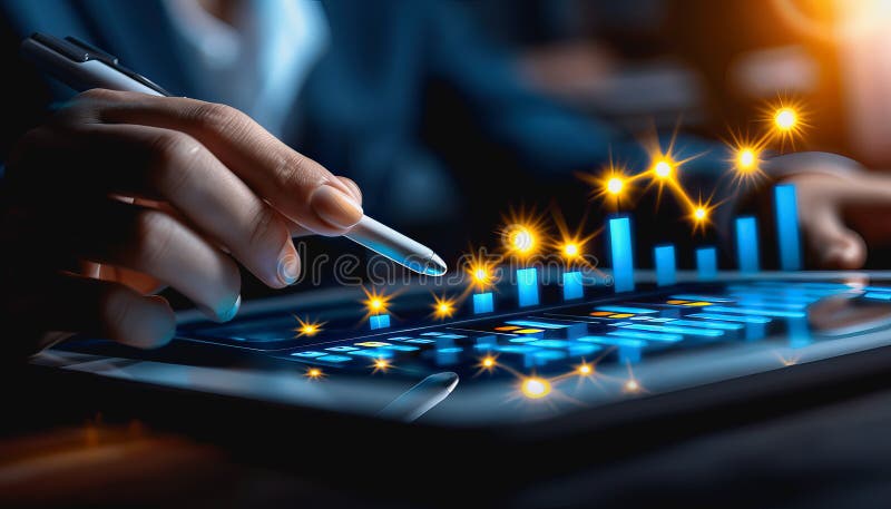 Business Holographic Financial Graph Charts Futuristic Interface Analytics and Financial Growth ...