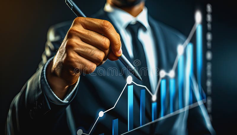 Business Holographic Financial Graph Charts Futuristic Interface ...