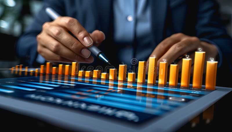 Business Holographic Financial Graph Charts Futuristic Interface ...