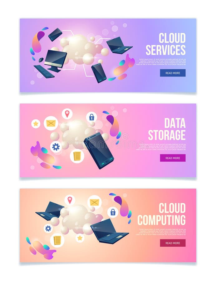 Business Hosting Service Vector Web Banners Set Stock Vector ...