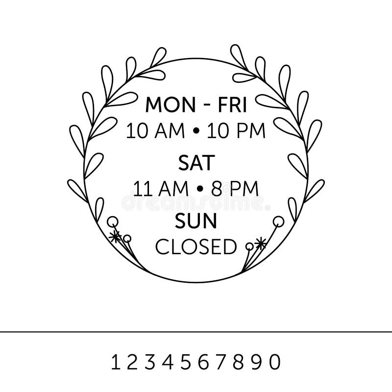 Business Hours for Cafe. Sticker with Two Graceful Branches on the ...