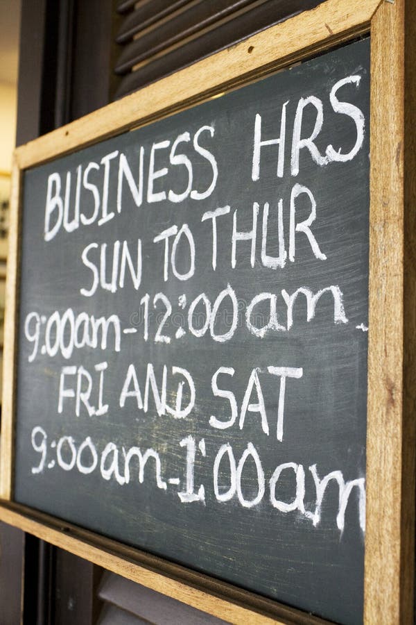 Business Hours Signboard stock image. Image of poster - 7577871