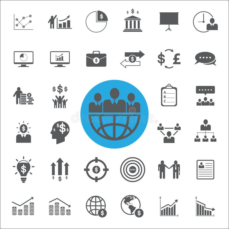 Business and Human Icons Set Stock Vector - Illustration of conference ...