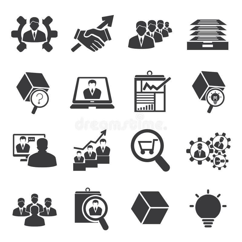 Business and Human Resource Icons Stock Illustration - Illustration of ...