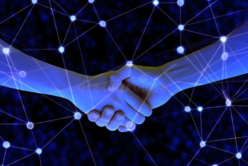 Business Human and Robot Hands Shake. Concept Future Business ...