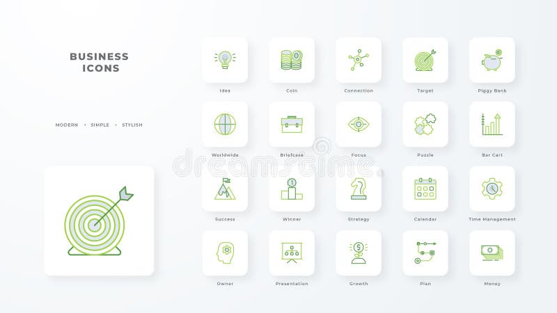 Business Icon Collection with Green Duotone Style. Corporate, Currency ...