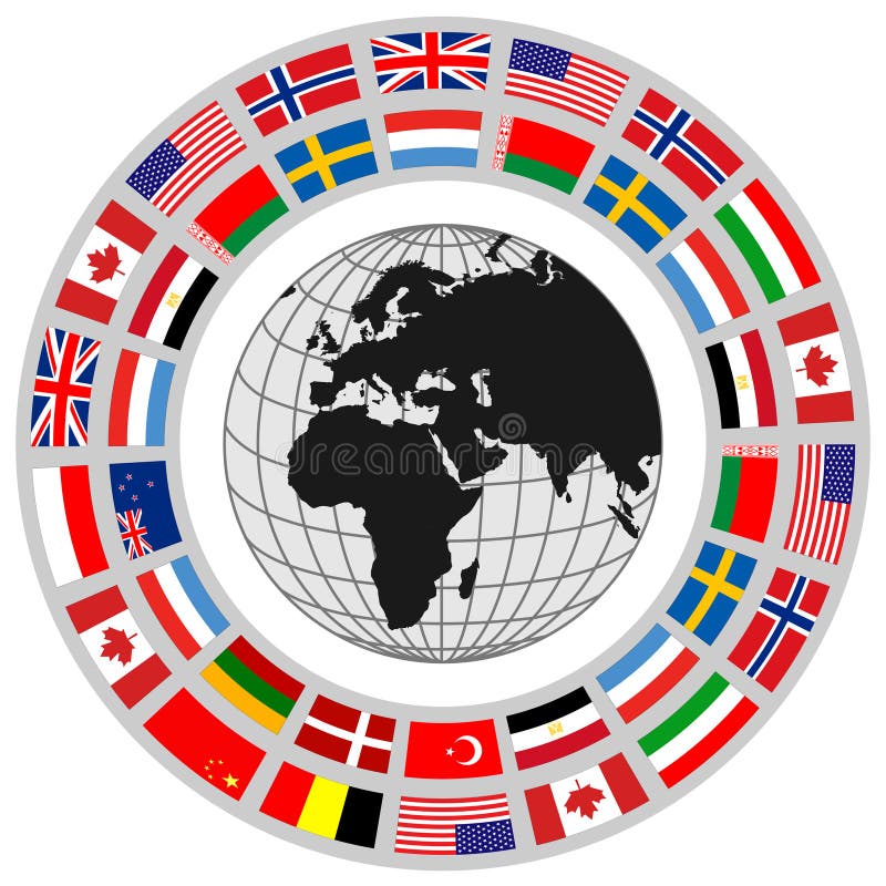 Globe Flags of Worldwide Symbol Design Stock Vector - Illustration of ...