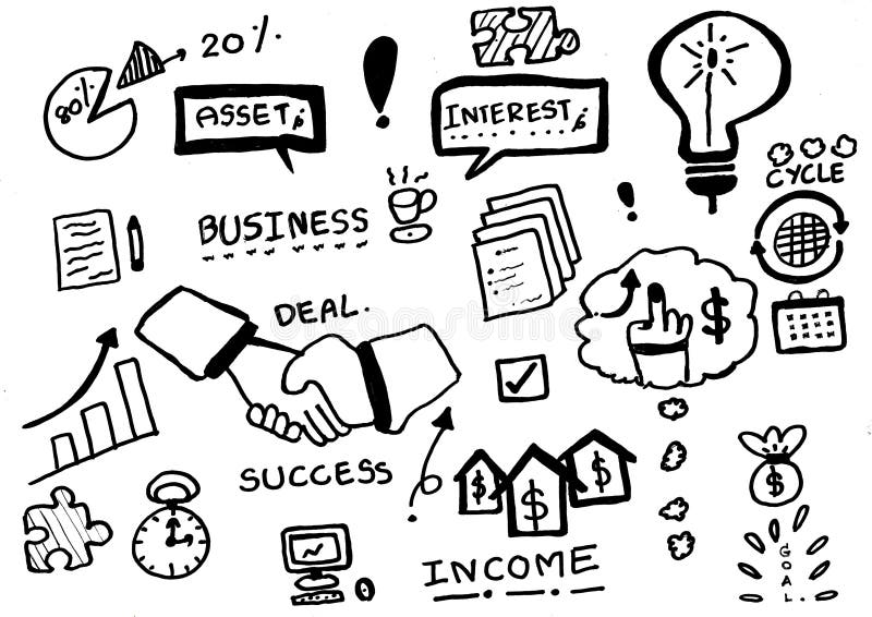 Business Icon Form Hand Drawing with Black Ink Stock Illustration ...