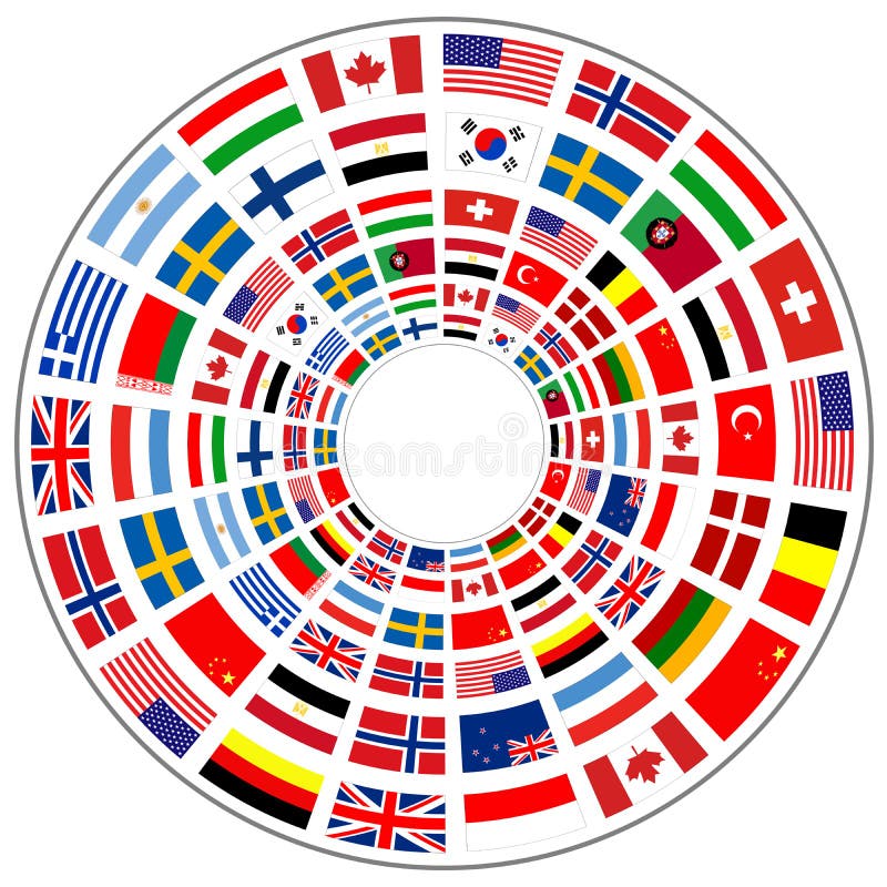 Business Icon with International Flags Around Stock Vector ...
