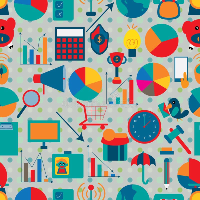 Business Icon 2 Seamless Pattern Company Stock Vector - Illustration of ...