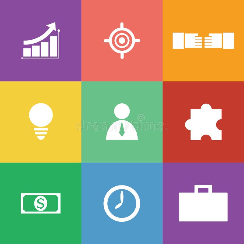 Business Flat Icons Set for Web and Mobile Stock Vector - Illustration ...