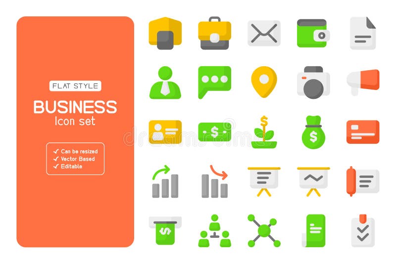 Business Icon Set with Flat Style Stock Vector - Illustration of ...
