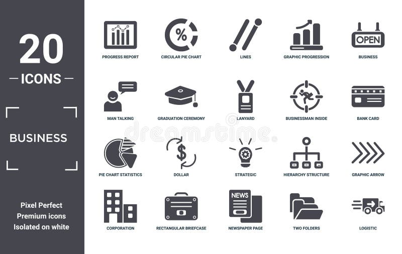 Business Icon Set. Include Creative Elements As Progress Report ...